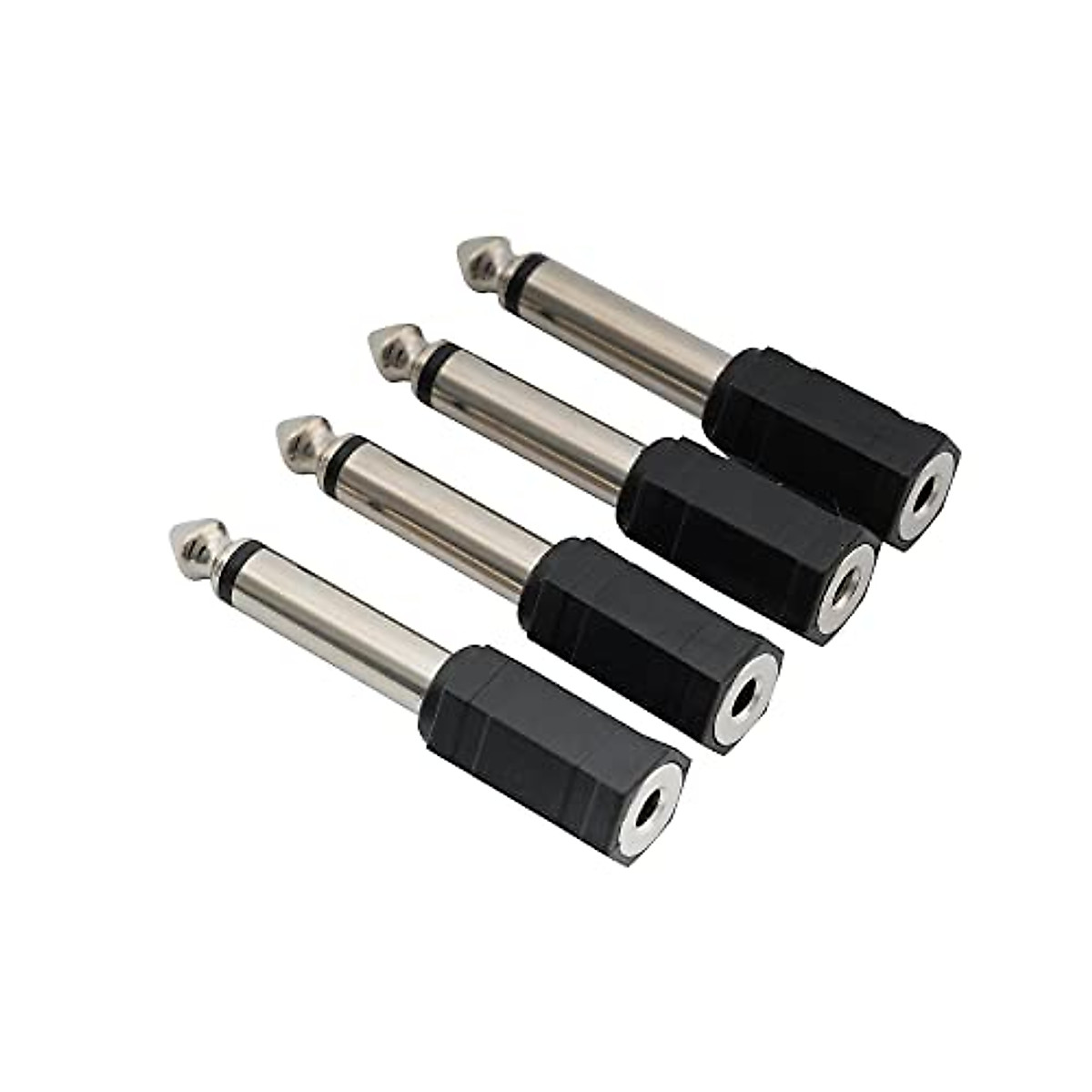 Musiclily 6.35mm 1/4 Inch Male Mono Plug to 3.5mm 1/8 Inch Female Audio Mic Professional Headphone Jack Converter Adapter Microphone Accessory, Black(Pack of 4)