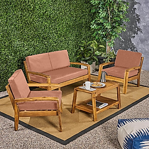 Pcinfuns Outdoor Deep Seat Cushions 24 x 24 Inch Chair Cushions for Patio Furniture,Thick 3 Inch Patio Pads with Removable Cover with Handle & Adjustable Straps for Patio,Yard,Garden,Light Orange