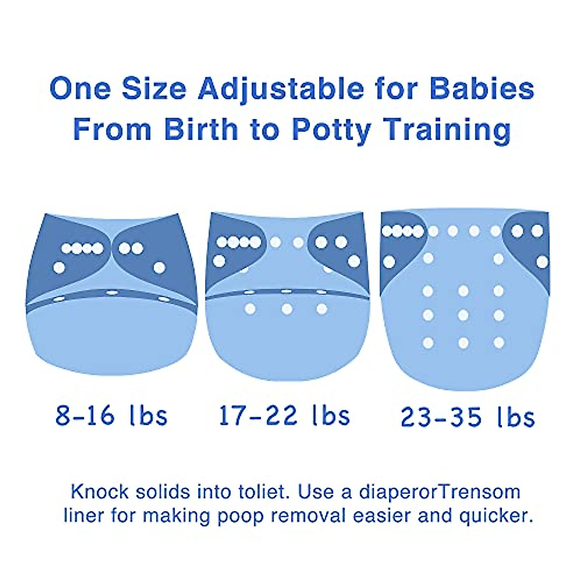 Newborn Cloth Diaper Reusable Adjustable Washable One Size Baby Swim Diapers Baby Girls and Boys Pocket Cloth Diapers Covers Includes 6 Packs Diapers + 6 Incerts +One Wet Bag