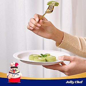 JOLLY CHEF10 inch 140 Pack Disposable Paper Plates,Soak Proof, Cut Proof, Microwave Safe Heavy Duty Paper Plates Everyday Use