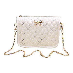 H HANBELLA - A FASHION TRENDY COLLECTION. FOREVER. - Small Crossbody Purse for Womens and Girls - Cute Off White Shoulder Bow Bag Quilted Leather Handbag - Satchel for Ladies and Teens
