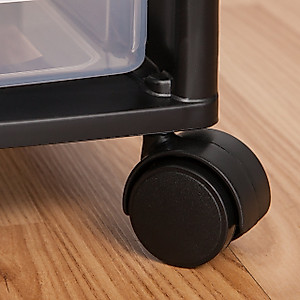 IRIS USA 5 Drawers Scrapbook Plastic Rolling Storage Cart with Organizer Top with Casters,Black