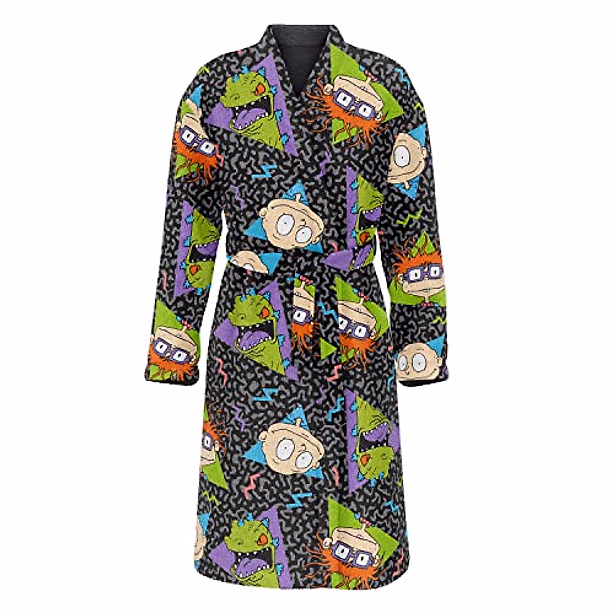 Nickelodeon Rugrats SUPER PLUSH Full-Length Long Sleeve Fleece Wrap Robe with Reptar, Tommy and Chuckie, One size Fits all