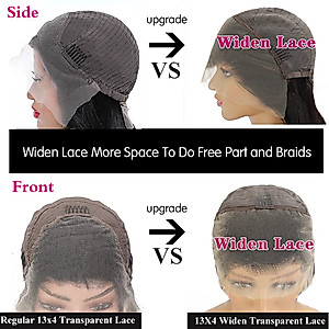 Straight Lace Front Wigs 13x4 HD Transparent Lace Front Wigs Glueless Wigs Human Hair Pre Plucked with Baby Hair 180% Density Lace Frontal Wigs for Black Women Natural Color (20inch)