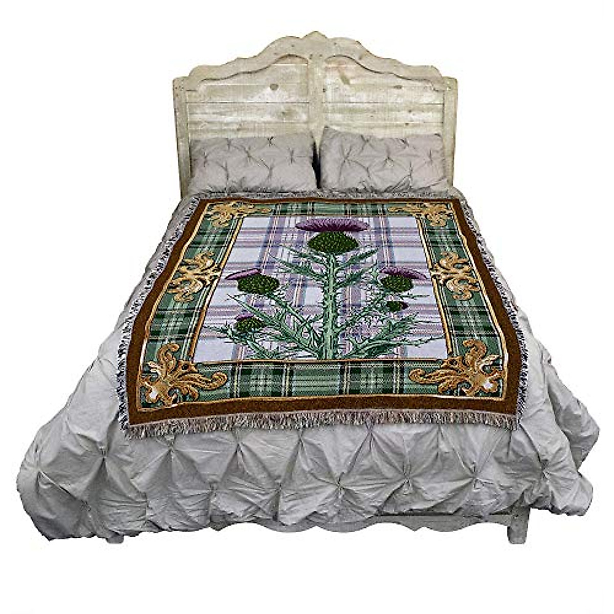 Pure Country Weavers Scotland - National Flower The Flowering Thistle Blanket - Gift Tapestry Throw - Woven from Cotton - Made in The USA (72x54)