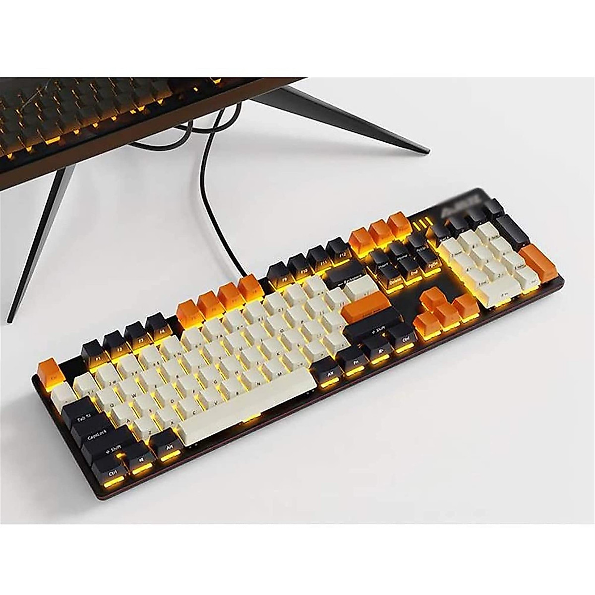 XYLXJ Mechanical Gaming Keyboard, Wired Backlit Keyboard with Blue Switches, Customizable RGB Lighting, Ergonomic Standard Keyboard for Desktop, Computer, PC (104 Keys)