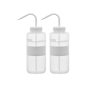 EISCO 2PK Chemical Wash Bottle, No Label, 1000ml - Wide Mouth, Self Venting, Low Density Polyethylene - Performance Plastics Labs