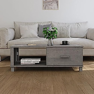 QJBSAVVA Coffee Table HAMAR Light Gray 39.4"x21.7"x13.8" Solid Wood Pine,Living Room Furniture Side Tables Narrow Bedside Tables Suitable for Meeting Rooms, Reception Rooms, Offices