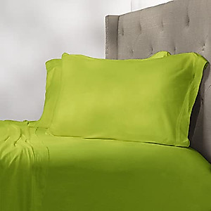 Baltic Linen Jersey Cotton Sheet Set, King, Lime Green, 4 Piece