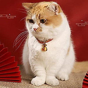 Ipetboom 2pcs Dog Cat Bell Collar Pet Neck Collar with Bell Adjustable Red String Leash Collar for Cats Kitten Puppy Small Medium Dogs