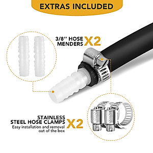 100 feet ⅜ inch Self Sinking Aeration Hose With Two Stainless Steel Hose Clamps and Two Menders for Easy Installation - Contractor Grade Weighted Air Line Tubing For Pond Water Lake Plumbing