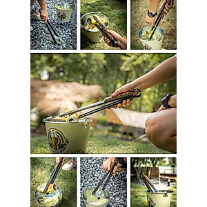 CAMPINGMOON 16-inch Length Fireplace Firewood Tongs with Scissor Shape Serrated Log Claw Tongs for Bonfire Campfire Fire Pit with Wood Hand BKMS-41