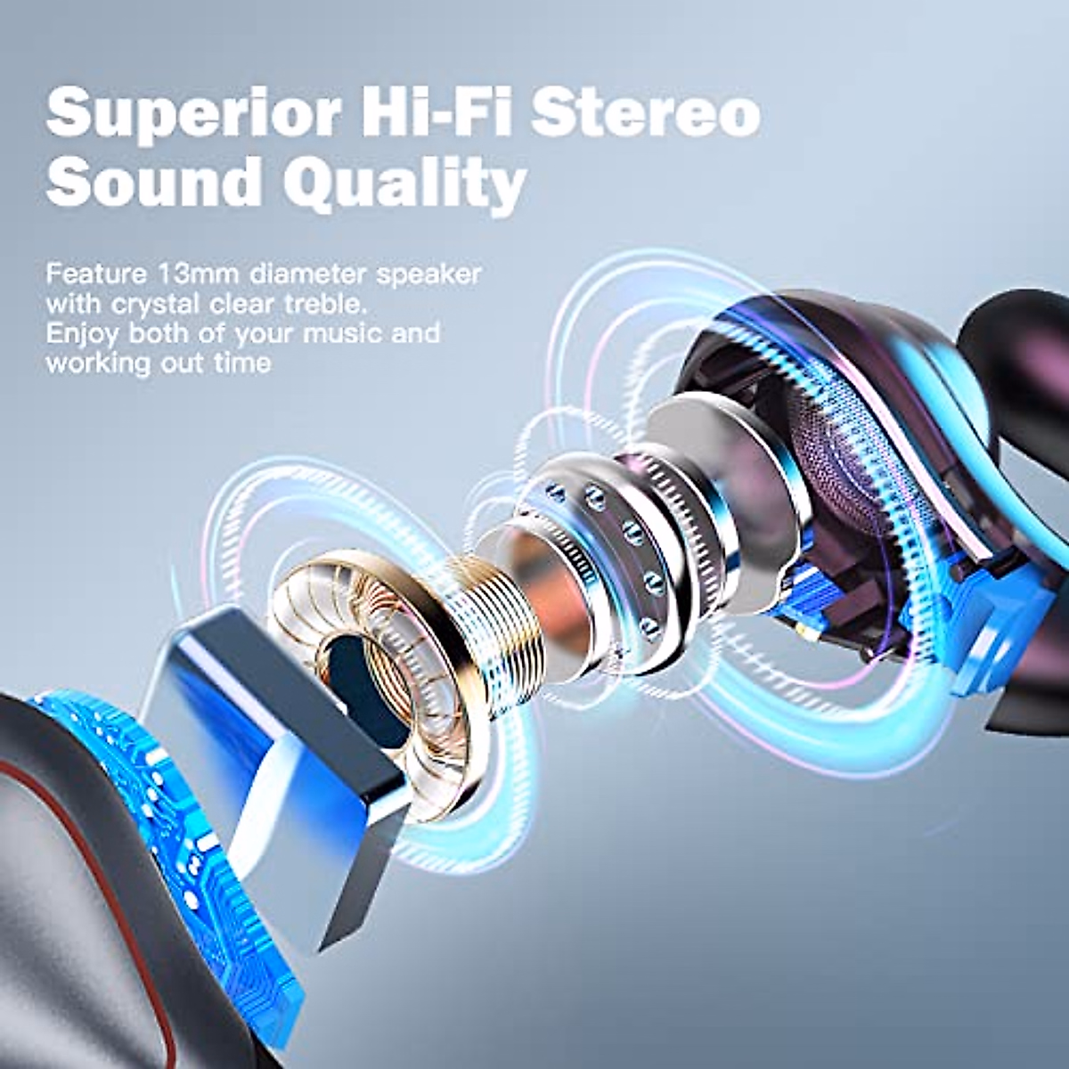 Open Ear Headphones Wireless Bluetooth True Wireless Open Earbuds for iPhone Android, Mini Open Ear Buds for Running with Mic Workout Cycling Headphones Sport Earphones for Small Ear Canals- Grey