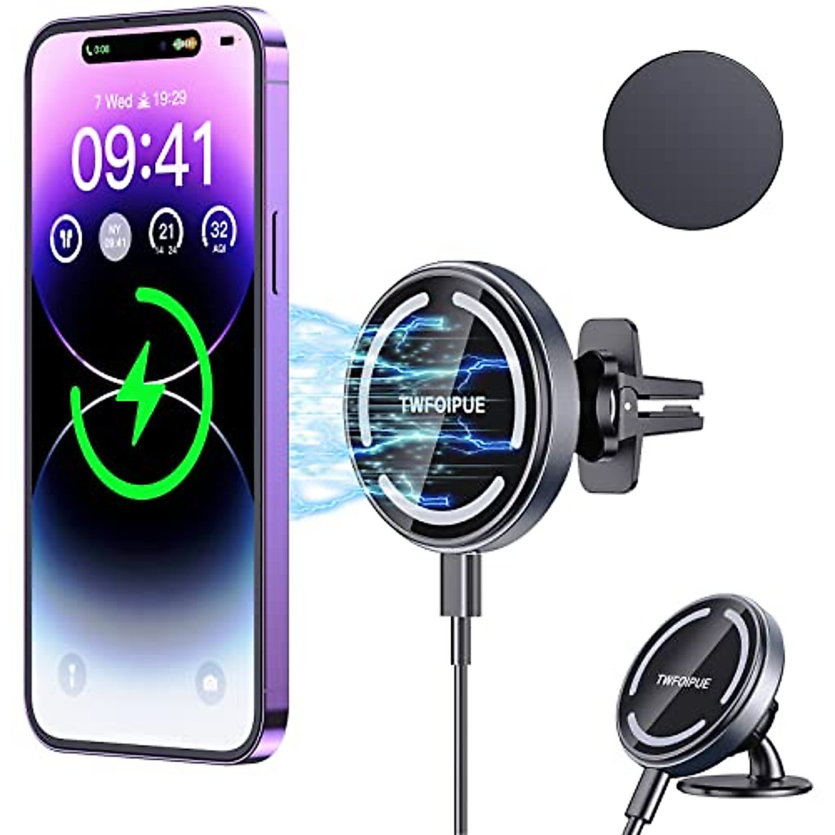 Magnetic Wireless Car Charger Mount Compatible with Magsafe iPhone14 /iPhone 13/ iPhone 12/12 Mini/12 Pro/12 Pro Max, 15W Fast Charging Air Vent Magnet Accessories Car Phone Holder