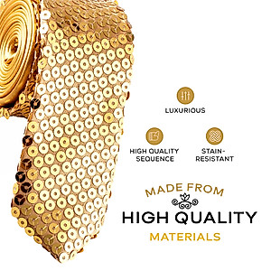Man of Men Tie - Sequin - Gold mens One Size Fits Most