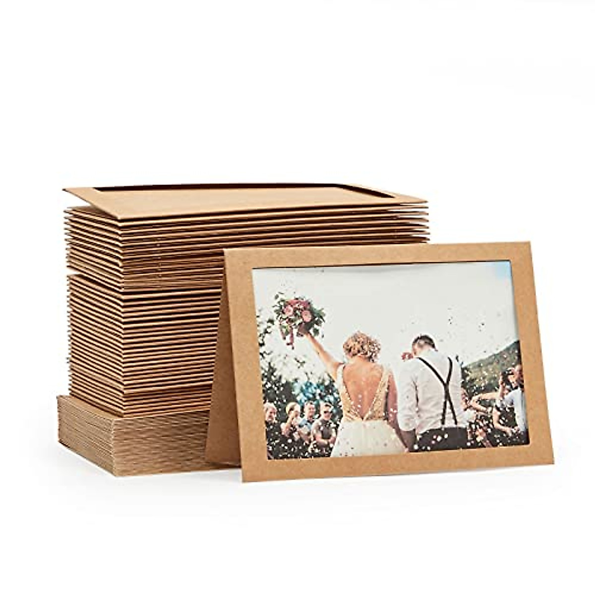 48 Pack Kraft Paper Photo Insert Cards with Envelopes, 4x6 Paper Frames, Photo Card Holder Inserts, Greeting Cards for Photos, Memories, Blank Inside (4 x 6 In) Brown