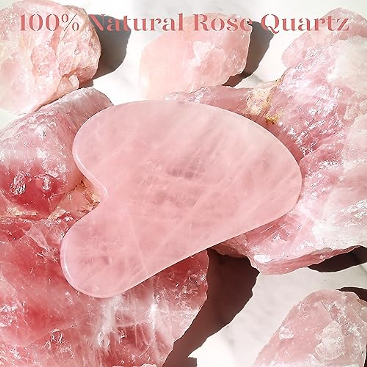 BAIMEI Gua Sha Facial Tool for Self Care, Massage Tool for Face and Body Treatment, Relieve Tensions and Reduce Puffiness - Rose Quartz