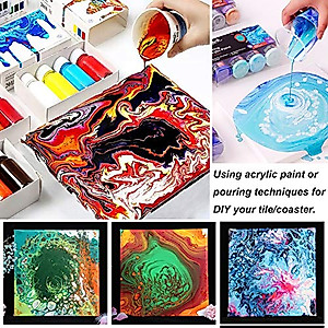 Ceramic Tiles for Crafts Coasters,14 Pack 4-Inches Unglazed Ceramic Coasters for Drinks with Cork Backing Pads,Use with Alcohol Ink or Acrylic Pouring Make Your Own DIY Coasters (Square)