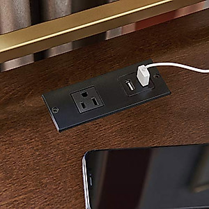 Leick Home Gold Metal and Wood Night Stand Nightstand, Walnut