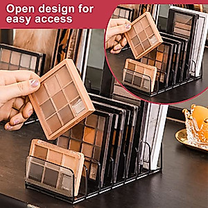 Cenbee Makeup Palette Organizer(2 Pack)Acrylic Eyeshadow Palette Pallet,7 Sectons BPA-Free Divided Make Up Blush,Contour Storage Holder Cosmetic Eye Shadow Display Stand Clear Rack Vanity Holder(Grey)