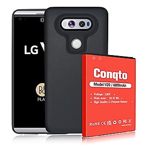 SHENMZ LG V20 Battery,6800mAh (More Than 2X Extra Battery Power) Replacement LG V20 Extended Battery BL-44E1F with Black TPU Case for LG H910 H918 VS995 LS997 Phone | LG V20 Battery Case