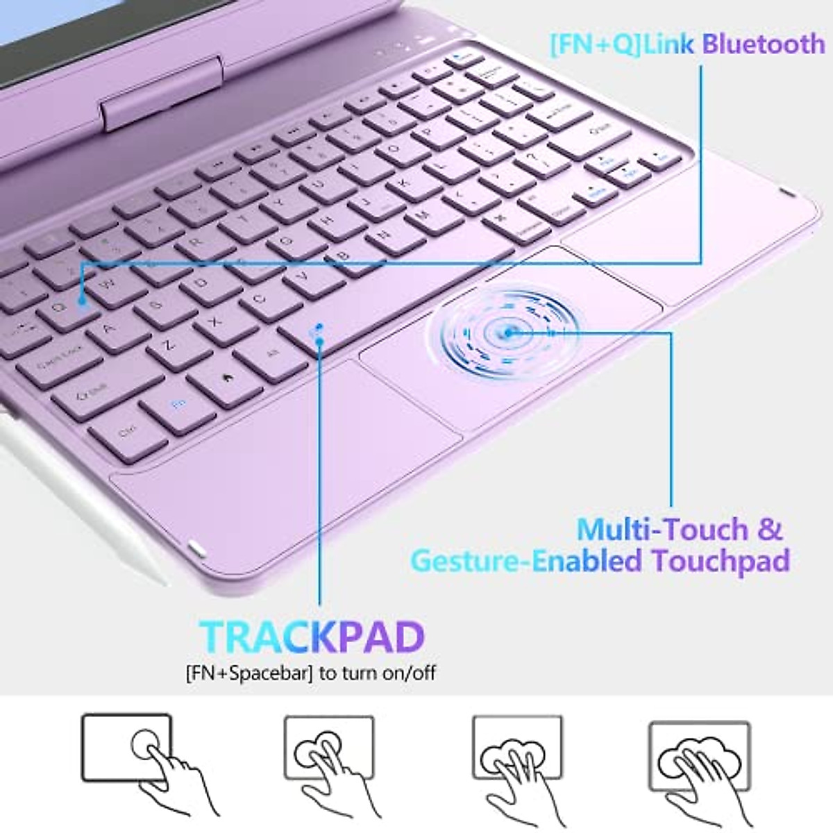 Touch Keyboard for All-New Kindle Fire HD 10 Tablet&Fire HD 10 Plus(Only Compatible 11th Generation,2021 Release)10.1"-360° Rotatable Touchpad Keyboard Case,Thin&Protective for Fire HD 10 tablet(2021)
