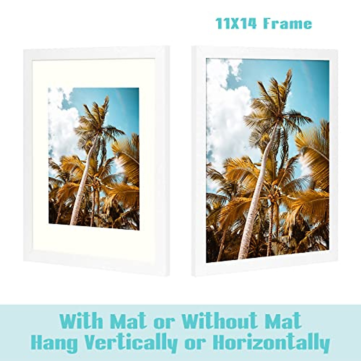 Frametory, Set of 12, 11x14 White Picture Frame - Made to Display Pictures 8x10 with Mat or 11x14 Without Mat - Wide Molding - Pre-Installed Wall Mounting Hardware