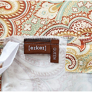 Eikei Boho Paisley Print Luxury Duvet Quilt Cover and Shams 3pc Bedding Set Bohemian Damask Medallion 350TC Egyptian Cotton Sateen (Rust, Queen)