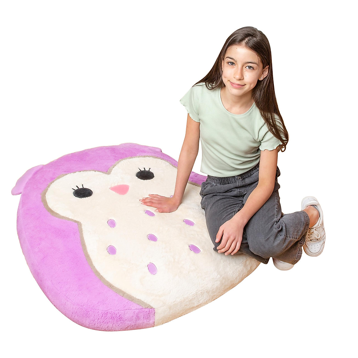 BigMouth x Squishmallows Original Inflat-A-Pal, Inflatable Floor Pillow, Jumbo Animal Cushion Lounger for Kids - Holly The Owl Squishmallow