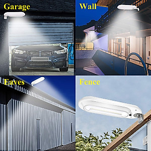 Solar Gutter Lights Outdoor Security Light, Waterproof Wall Sconces Lights Super Bright 18 LED 200 Lumens for Front Door, Wall, Yard, Garage, Garden, Fence, Driveway (White, 2-Pack)