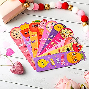 30 Pieces Valentine's Scented Bookmarks Scratch and Sniff Bookmarks Fruit Food Assorted Scented Funny Sayings Bookmarks for Kids Teenagers Classroom Valentines Day Gifts