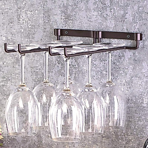 Double Wine Glass Rack Bronze Rack Wall Mount Stemware Rack Wine Glass Rack Hanger Holder Hanging Shelf Metal Storage Hanger for Kitchen or Bar