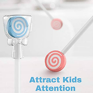Adore 5Pcs Baby Kids Tongue Scraper Cleaner Brush with Cover, Multi-color Tongue Brush Lollipop Shape Tongue Scraper for Kids Baby, Baby Oral Cleaner