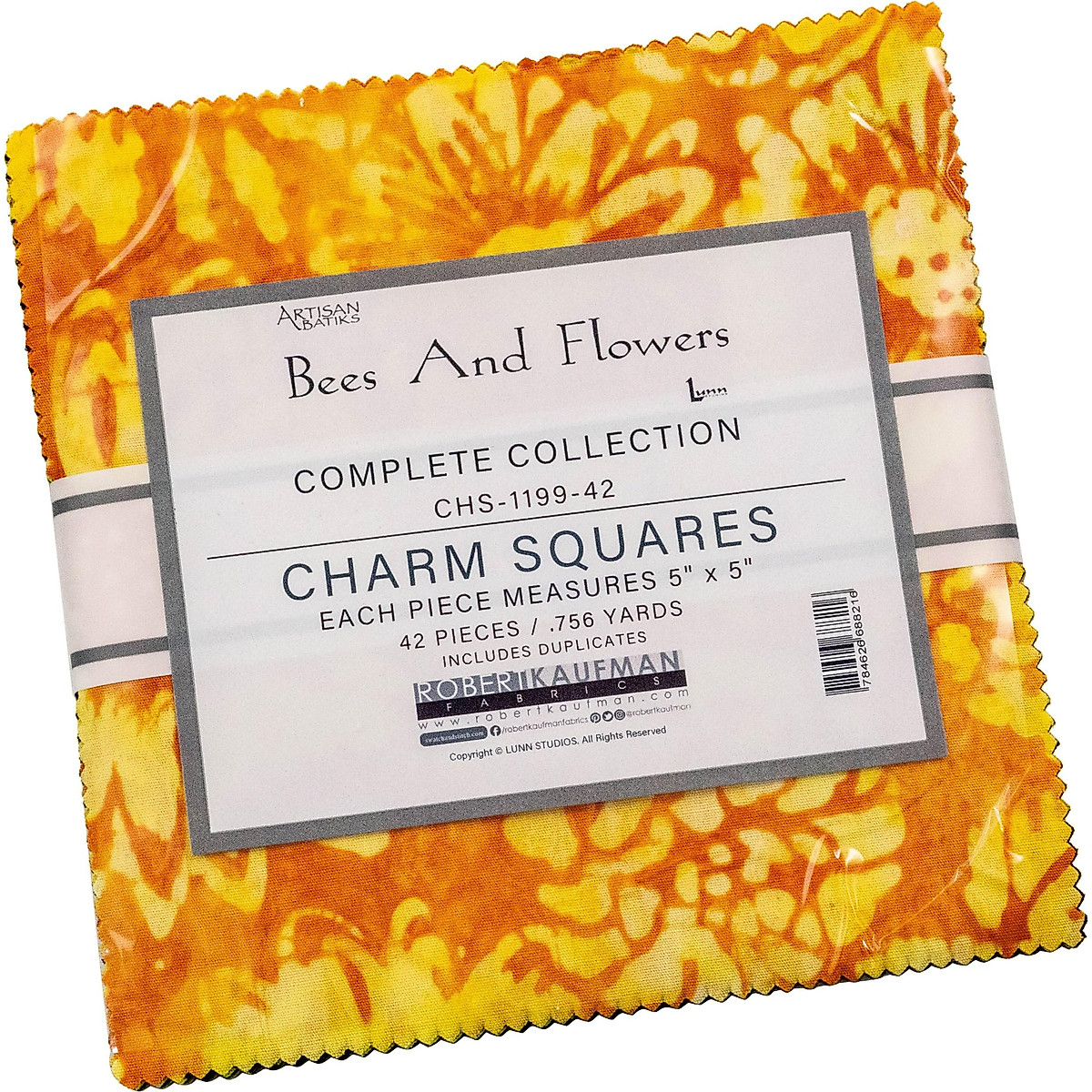 Lunn Studios Artisan Batiks Bees and Flowers 42 5-inch Squares Charm Pack Robert Kaufman CHS-1199-42