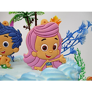Bubble Guppies Birthday Cake Topper Set Featuring Gil and Friends with Underwater Decorative Accessories