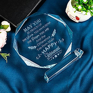 YWHL Retirement Gifts for Men Women 2023 Happy Retirement Gifts Crystal Keepsakes Retired Plaque Gifts for Retiree Teacher Police Firefighter Nurse Coworker Doctor Friends