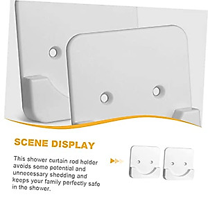 Cabilock 4pcs Pole Hanger Shower Bar for Curtain Clothes Hanger Hooks Wall Mounted Holder Wardrobe Closet Rod Bracket Shower Curtain Rod Brackets Bath Rod Wall Holder Shower Rod Holder Abs