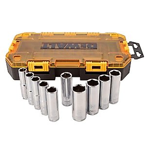 DEWALT DWMT73815 Metric Drive Deep Socket Set (10 Piece), 1/2"
