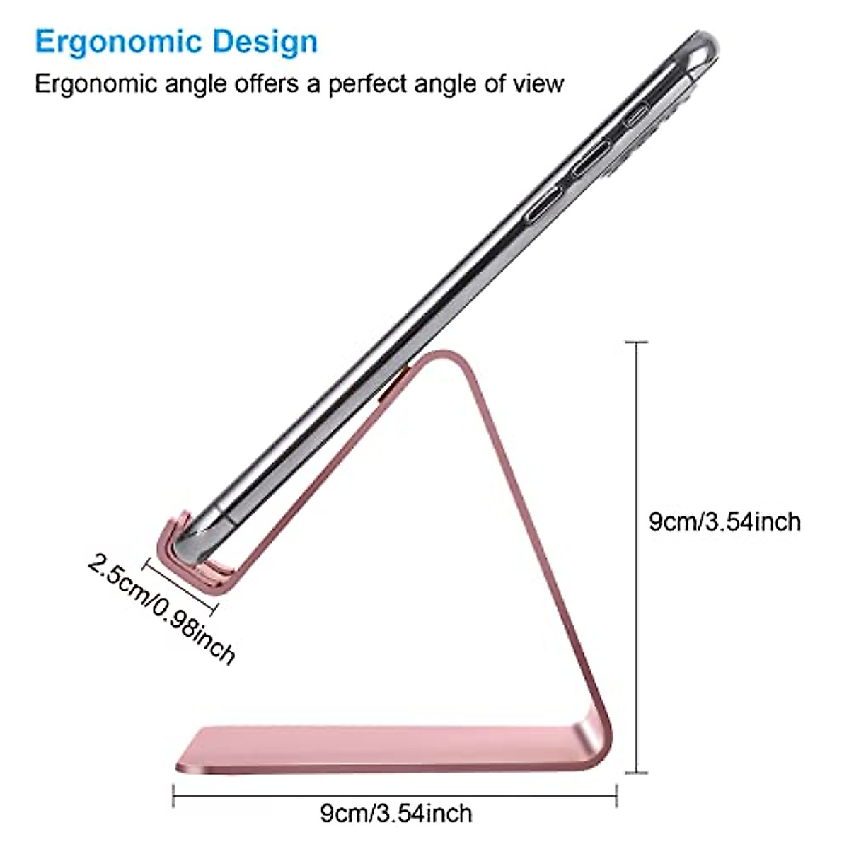 Toiyason Cell Phone Stand, Aluminum Desktop Stand Phone Holder, Cradle, Dock, Compatible with All 4-8inch Phones, Office Kitchen Traveling Accessories New (Purple)