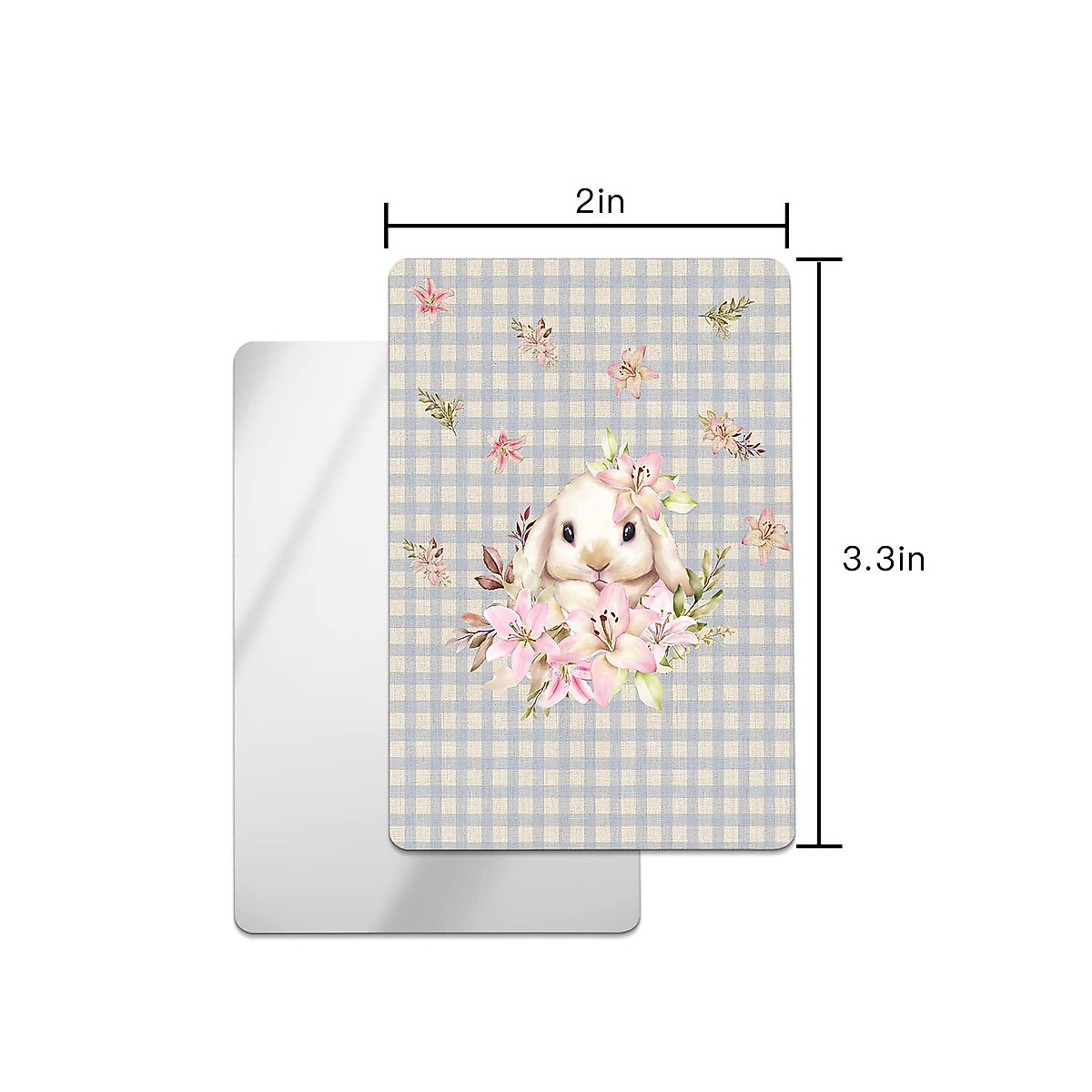 Carosoffe Easter Small Compact Mirror for Purse, Bunny Spring Flowers Retro Burlap Blue Plaid Travel Makeup Mirror for Women Men, Rectangular Handheld Compact Pocket Mirror 4 PCS