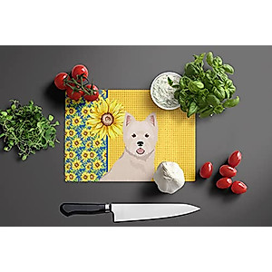 Caroline's Treasures WDK5500LCB Summer Sunflowers Westie West Highland White Terrier Glass Cutting Board Large, 12H x 16W, multicolor