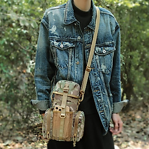 Tactical Molle Water Bottle Pouch Multi-Purpose 128 oz Buckle Secured Top Water Bottle Holder Bag Hydration Carrier with Shoulder Strap (Black)