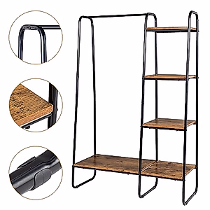 PUDDINER Clothing Rack, Clothes Rack with Shelves Clothing Racks for Hanging Clothes Heavy Duty Garment Rack Portable Clothing Rack with Shelves Free Standing Wardrobe Closet 60" Hx39.4 Lx15.8 D