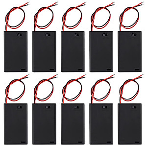 DIANN 10pcs AAA Battery Holder with Switch ON Off Case Back Cover 3X 1.5V Batteries Charger Holder Spring Clip Storage Box Cell Cable