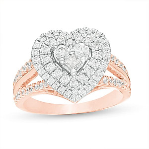 CTIEIP 10K 14K 18K Gold Natural Diamond Heart Engagement Rings for Women,Diamond Heart Anniversary Promise Ring with Engraved Name(G-H Color, I2-I3 Clarity) (SOLITAIRE 3)