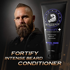 Bossman Fortify Intense Beard Conditioner - Shower Beard Wash - Beard Straightener for Men - Moisturizer and Beard Softener for Men - Beard Growth Products - Made in USA (Royal Oud Scent)