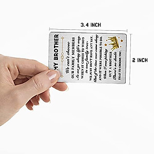 Brother Wallet Insert Card, to My Brother Colorful Metal Wallet Card Love Note Message Keepsake Gift for Birthday Graduation