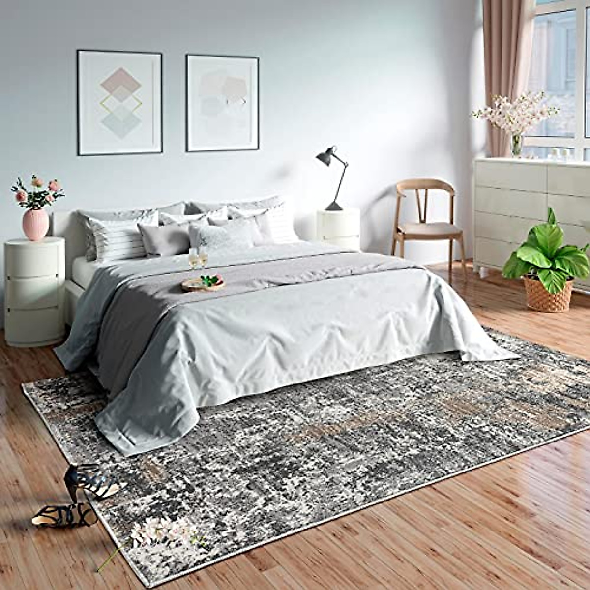 LUXE WEAVERS Euston Collection 7679 Grey 5x7 Abstract Area Rug