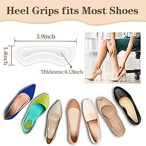 EACOZY Heel Grips, Clear Shoe Heel Inserts, Heel Cushion Pads for Women Men Loose Shoes, 5 Pairs