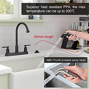 GOWIN Matte Black Kitchen Faucet,2 Handle Kitchen Sink Faucet with Side Sprayer,3 or 4 Hole Kitchen Faucet for Rv Camper Sinks,High Arc Stainless Steel Centerset Faucet